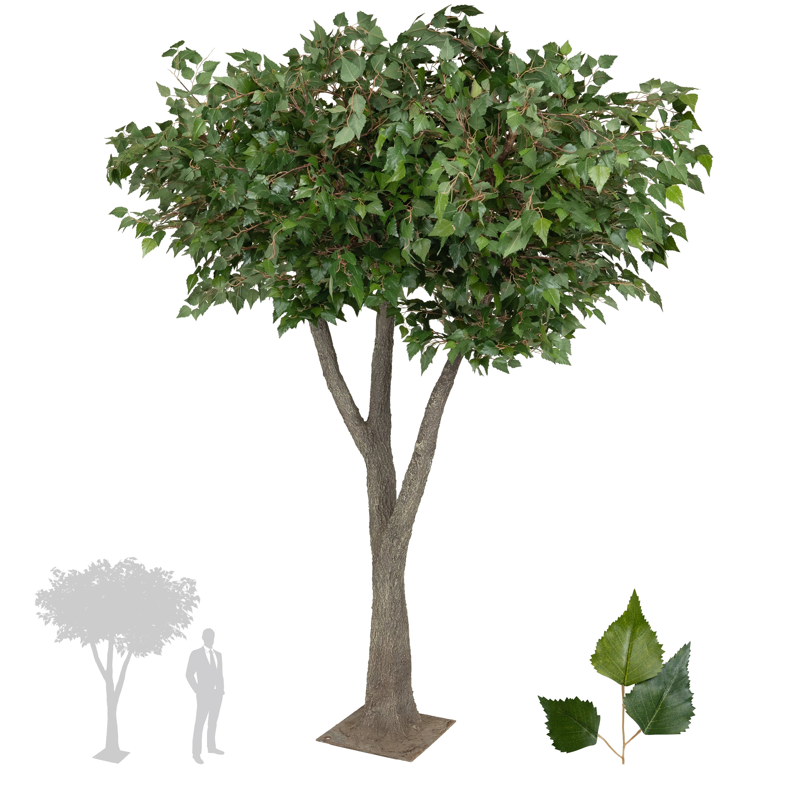 Copac artificial H245cm Mesteacan cu 3 ramificatii. coroana D210cm ...