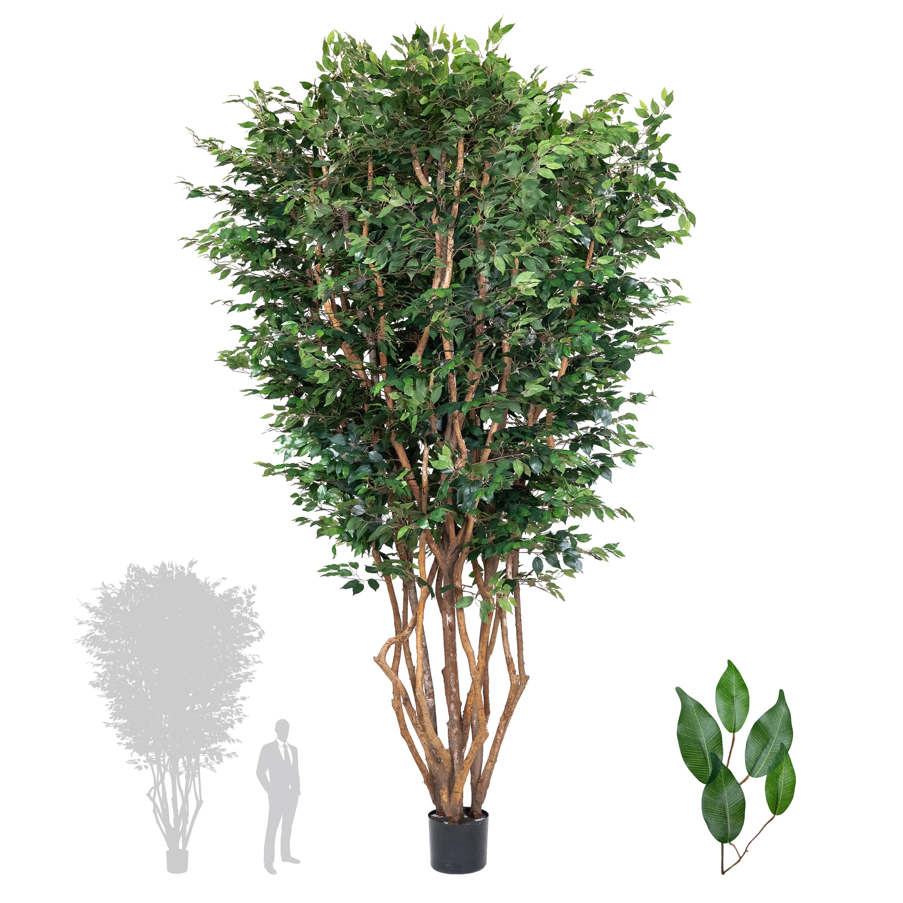 Copac artificial H320cm Ficus cu trunchiuri multiple. coroana D200cm ...