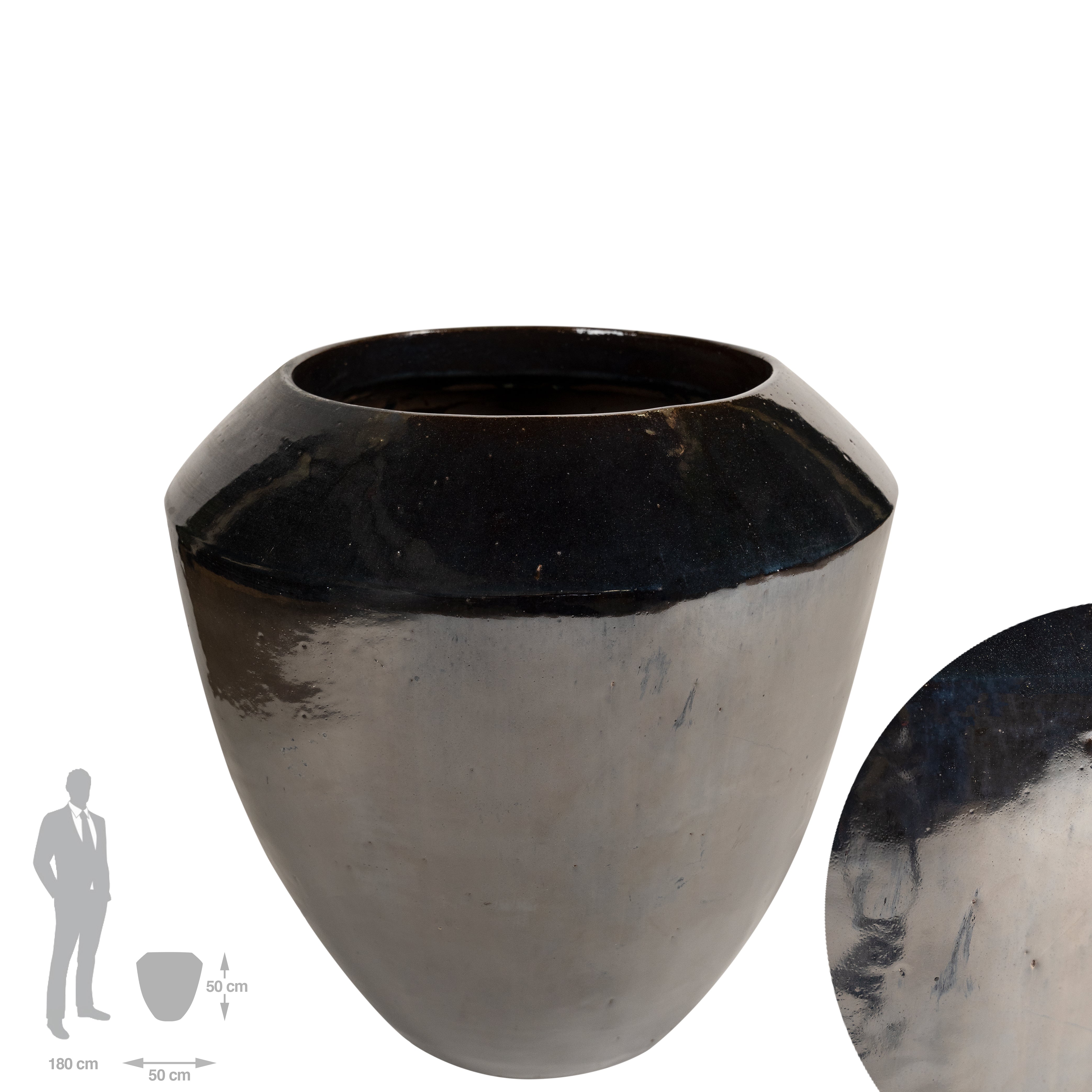 Ghiveci ceramic Coppa 50x50 cm albastru metal – Roberto Rossi