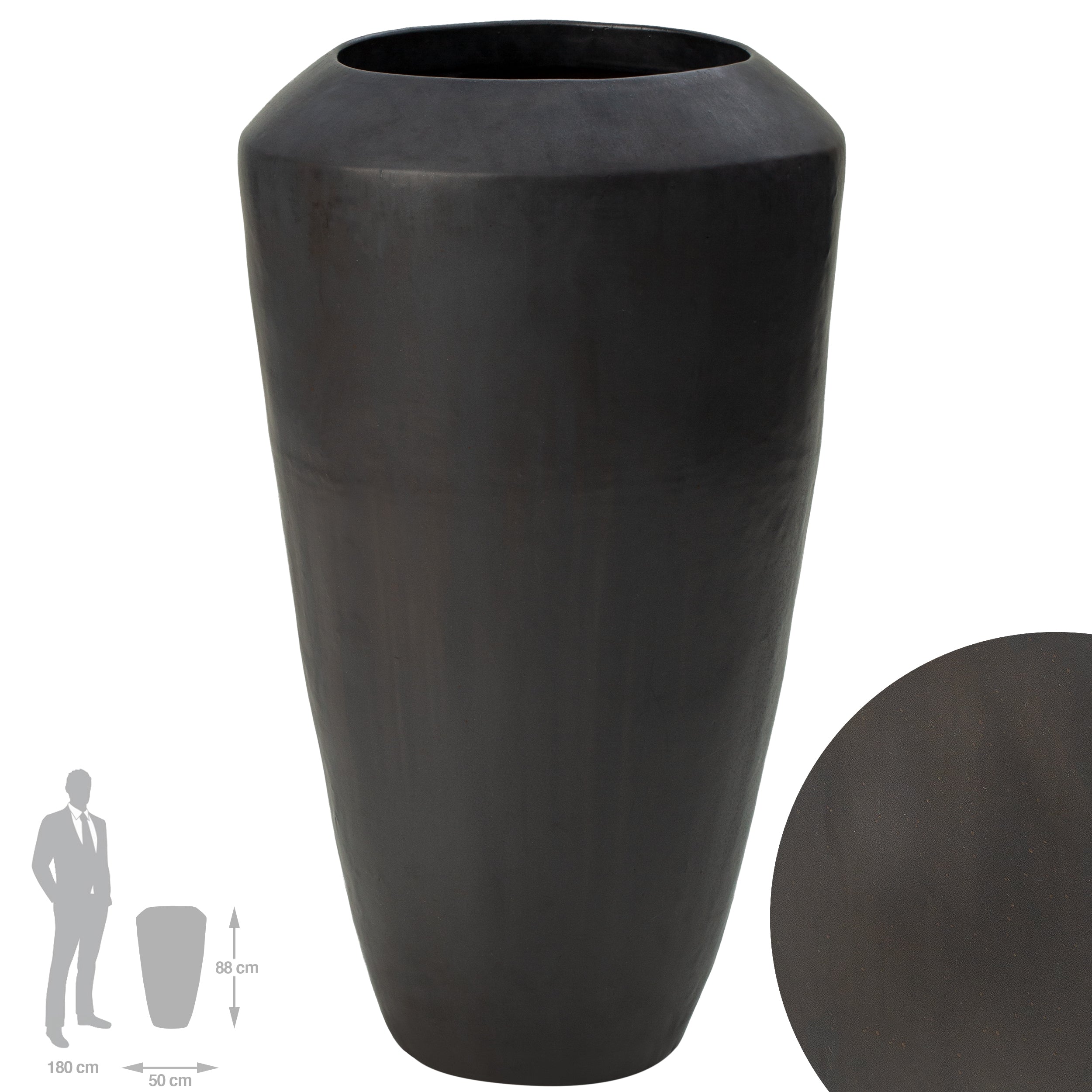 Ghiveci ceramic Coppa 50x88 cm antracit semilucios – Roberto Rossi
