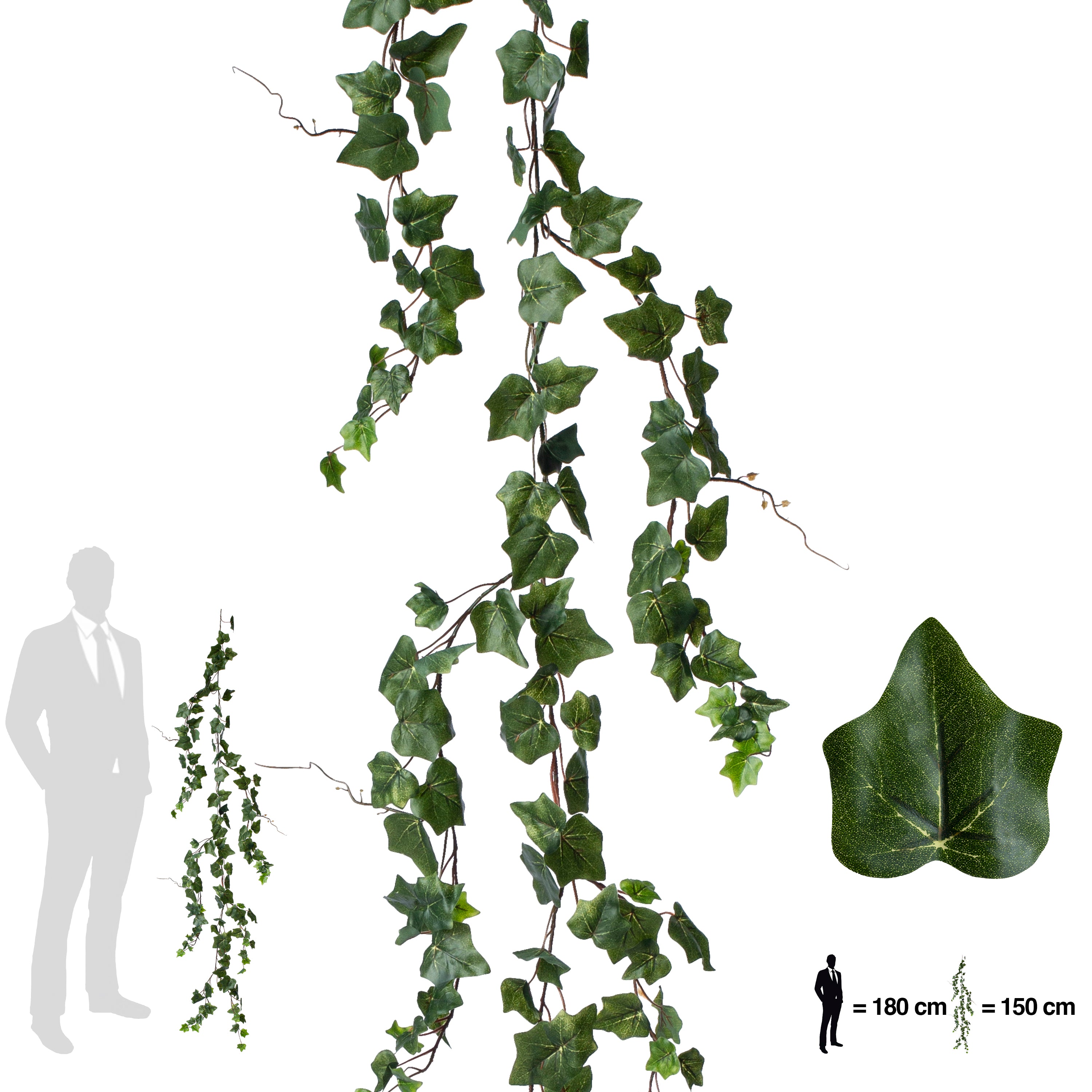 Iedera artificiala H150cm cu frunze verde inchis si deschis pentru ext ...