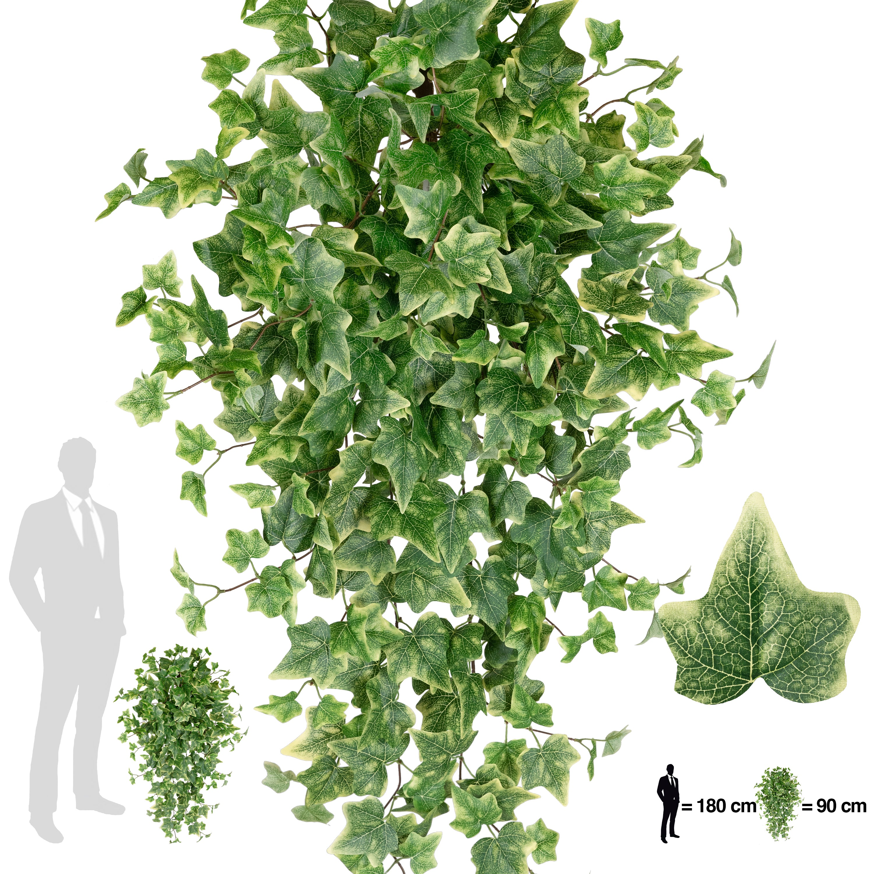 Iedera artificiala H90cm cu 352 frunze verde cu crem – Roberto Rossi